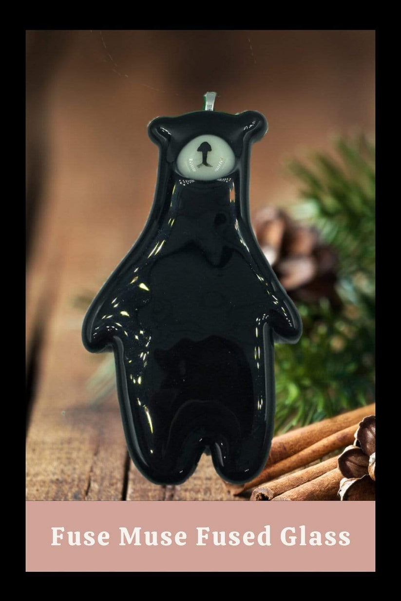 Black Bear Fused Glass Ornament – Fuse Muse Fused Glass