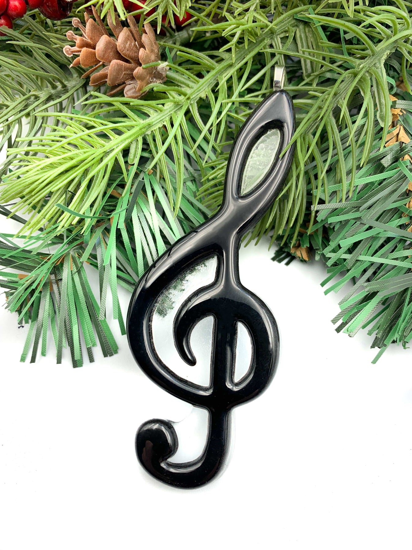 Treble Clef Fused Glass Ornament – Fuse Muse Fused Glass