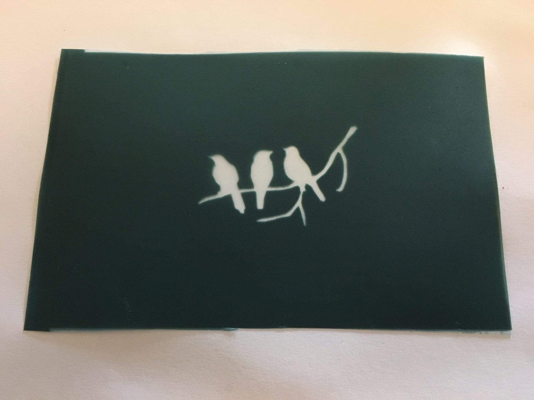 Birds on a Tree Branch Silk Screen – Fuse Muse Fused Glass